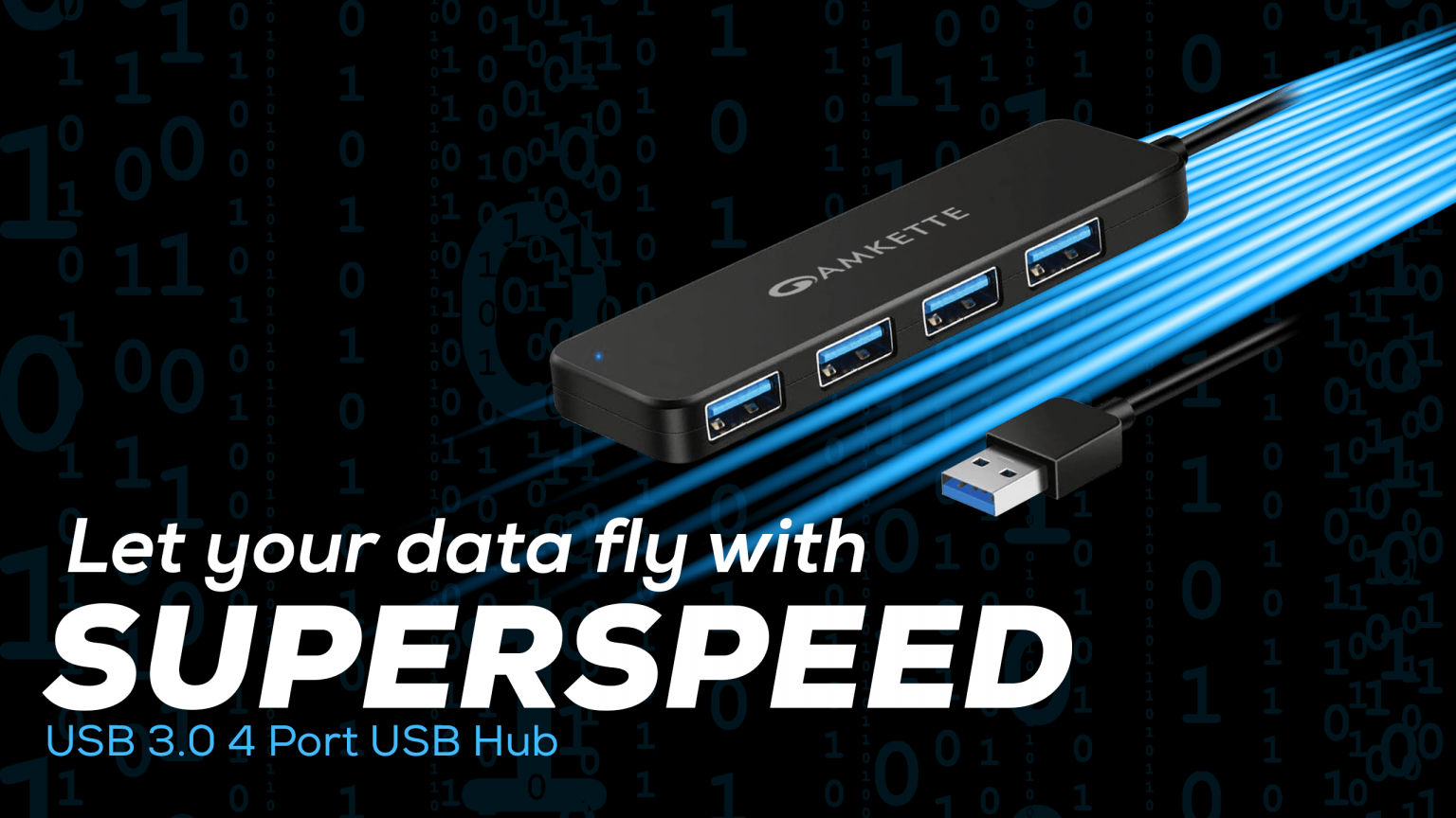 Let your data fly with Superspeed USB 3.0 4 Port USB Hub – Amkette