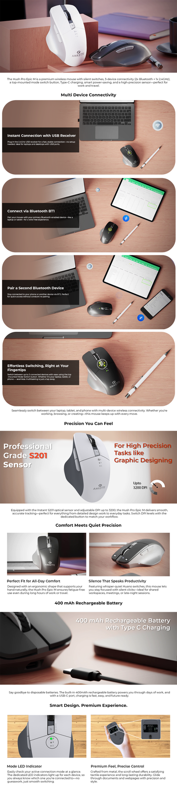 Hush Pro Epic M Wireless Mouse – Amkette