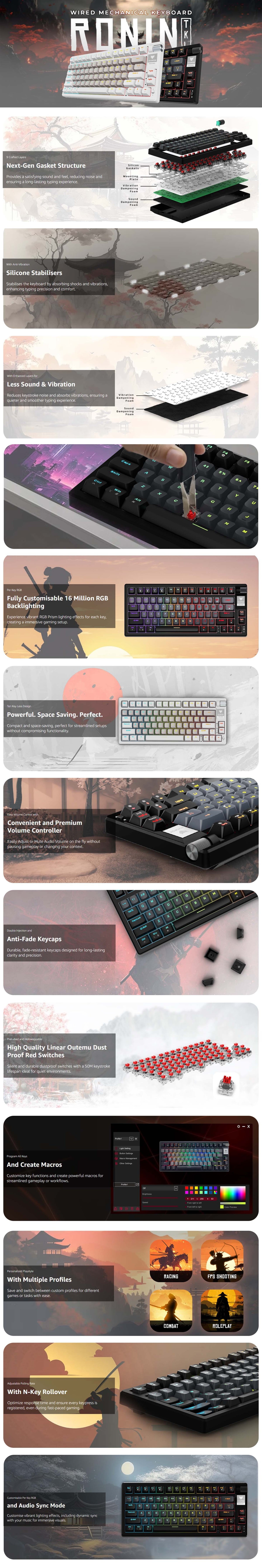 EvoFox Ronin TKL Wired Mechanical Keyboard – Amkette