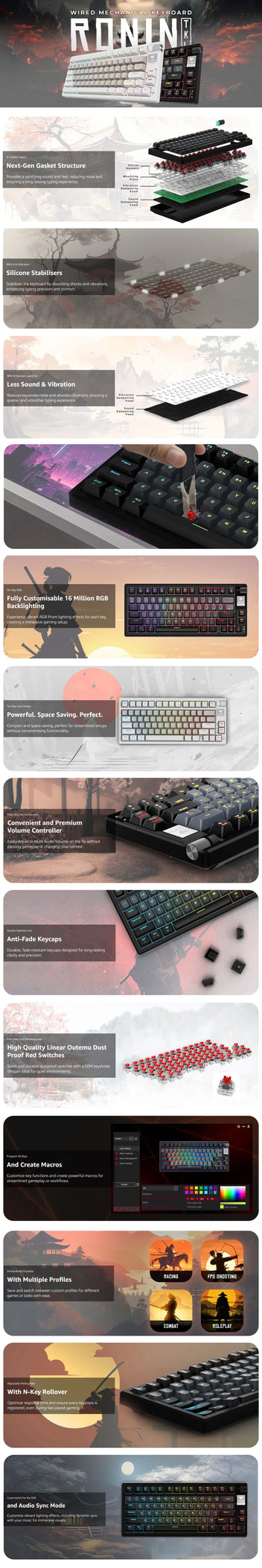 EvoFox Ronin TKL Wired Mechanical Keyboard – Amkette