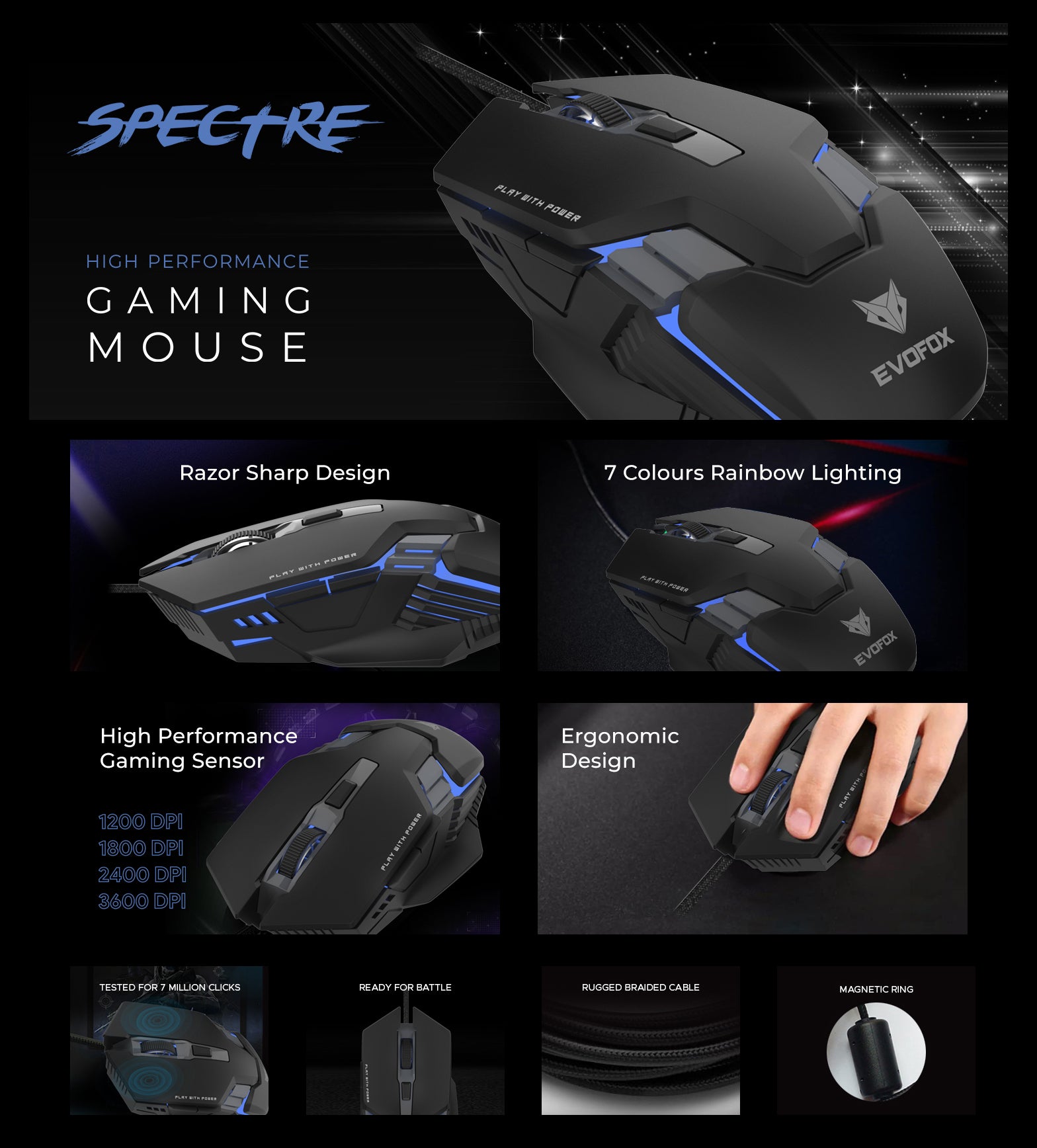 EvoFox Spectre USB Wired Gaming Mouse – Amkette