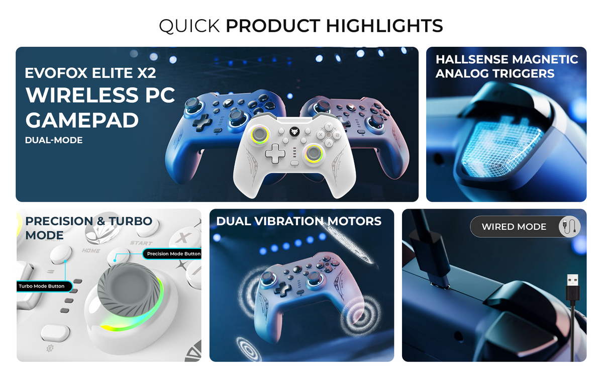 EvoFox Elite X2 Dual-Mode PC Gamepad – Amkette