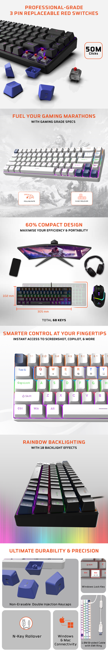 EvoFox Katana S Mini Wired Mechanical Gaming Keyboard – Amkette