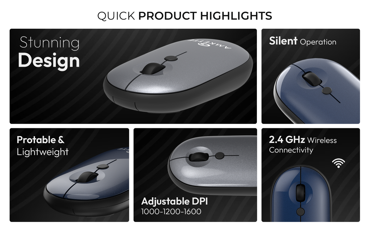 Hush Pro Byte Slim Bluetooth Wireless Mouse – Amkette