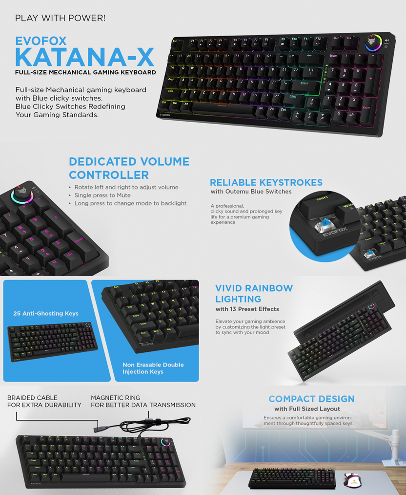 EvoFox Katana X Mechanical Gaming Keyboard – Amkette