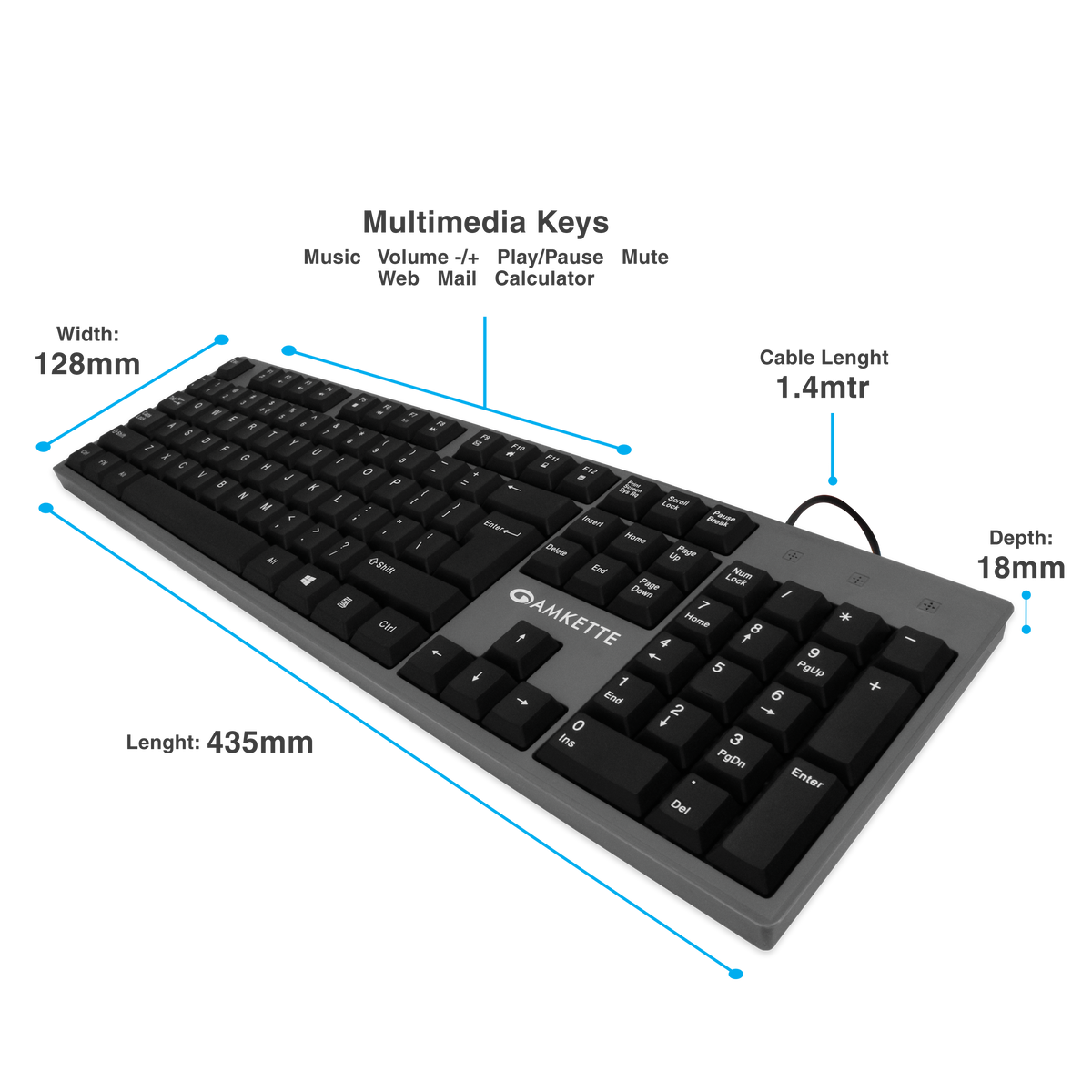 Lexus Neo Wired Keyboard & Mouse – Amkette