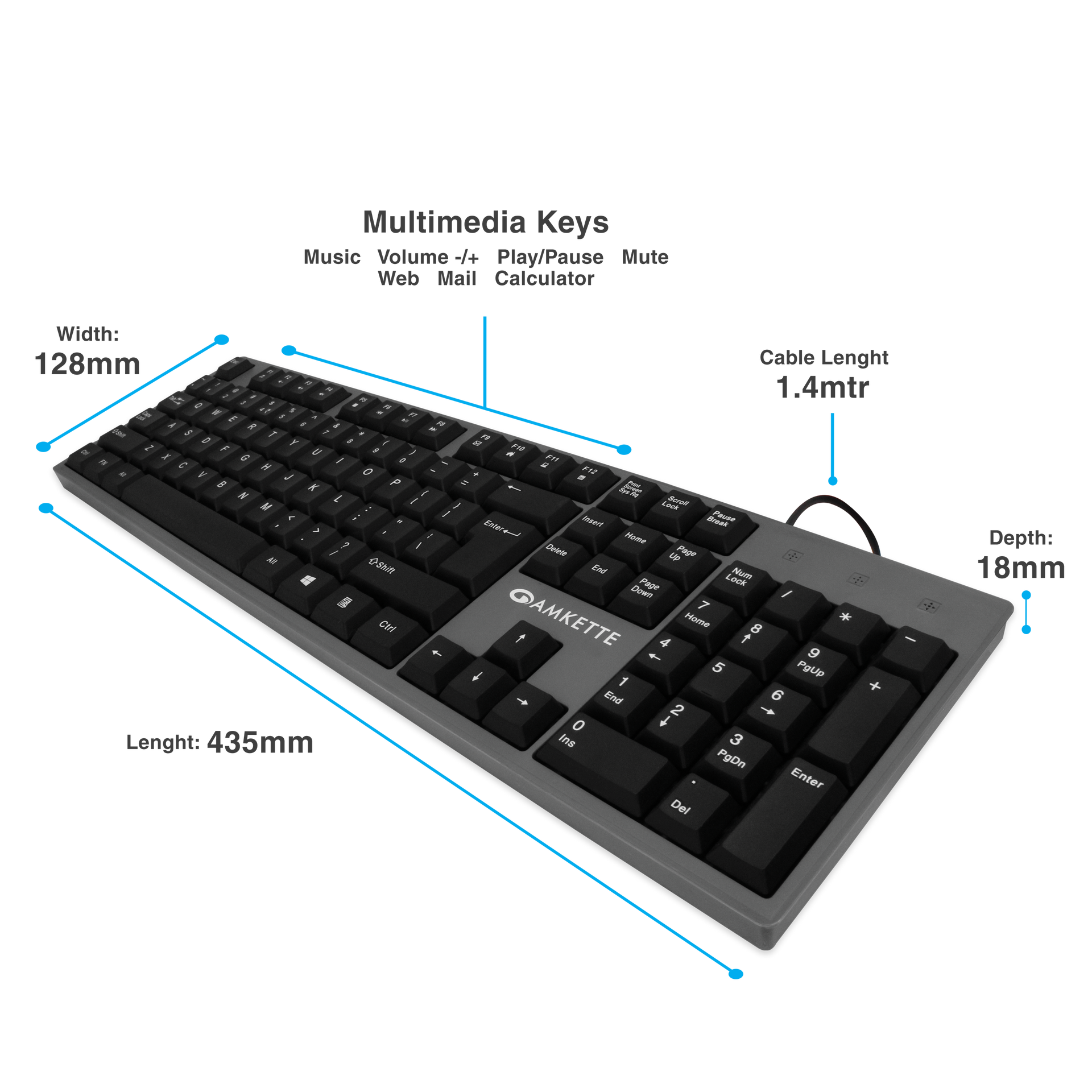 Lexus Neo Wired Keyboard & Mouse – Amkette