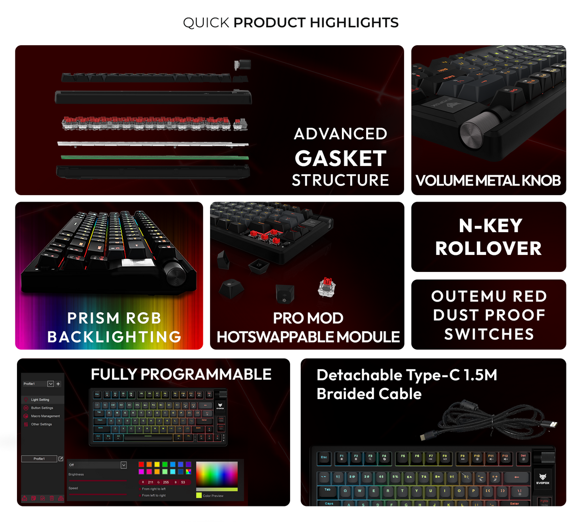 EvoFox Ronin TKL Wired Mechanical Keyboard – Amkette