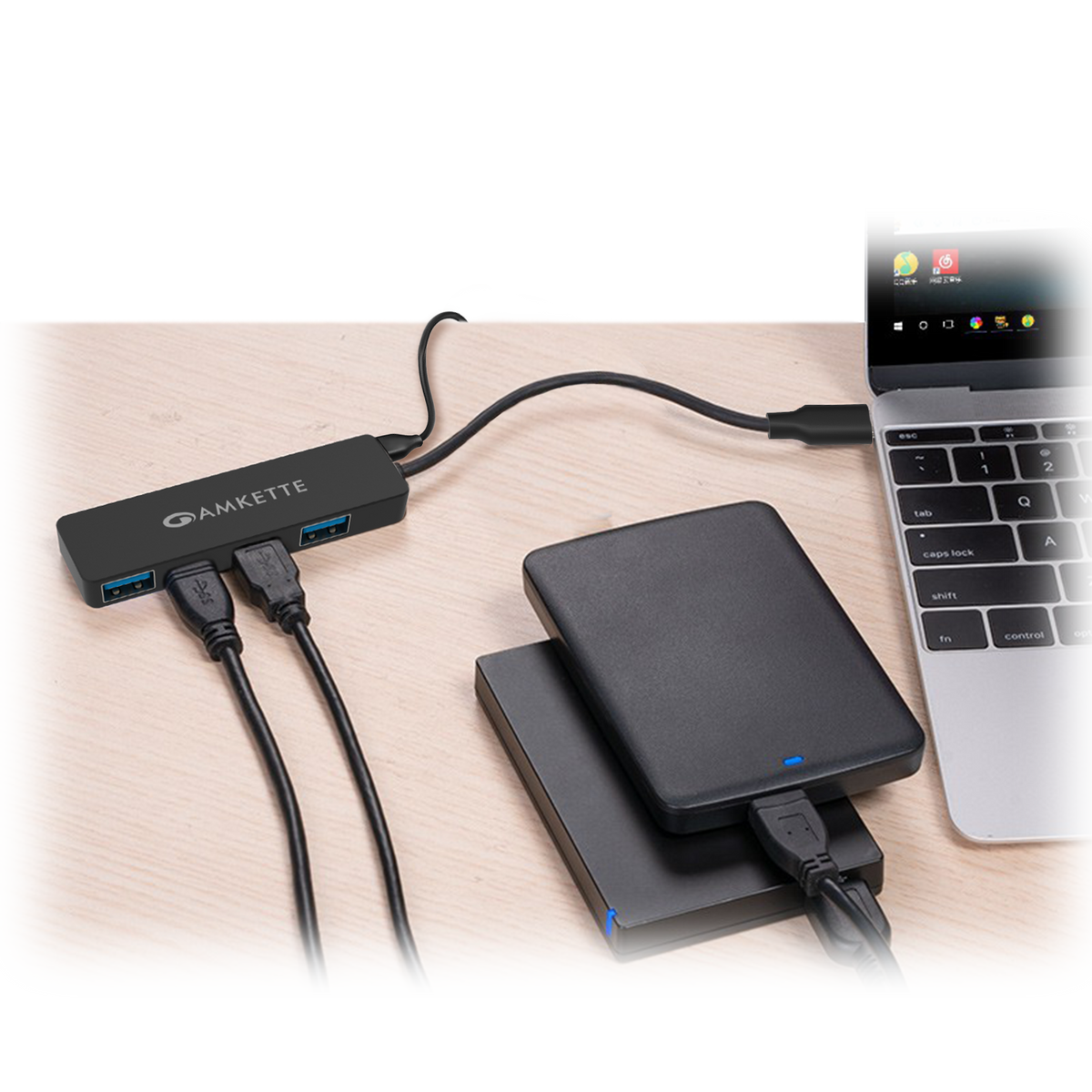 Buy Amkette Type-C 4 Port True USB 3.0 Hub for Laptop, MacBook ...