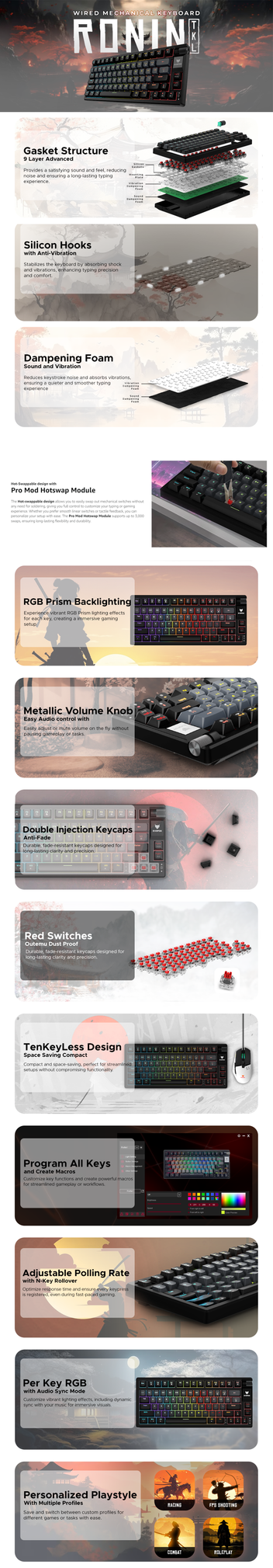 EvoFox Ronin TKL Wired Mechanical Keyboard – Amkette