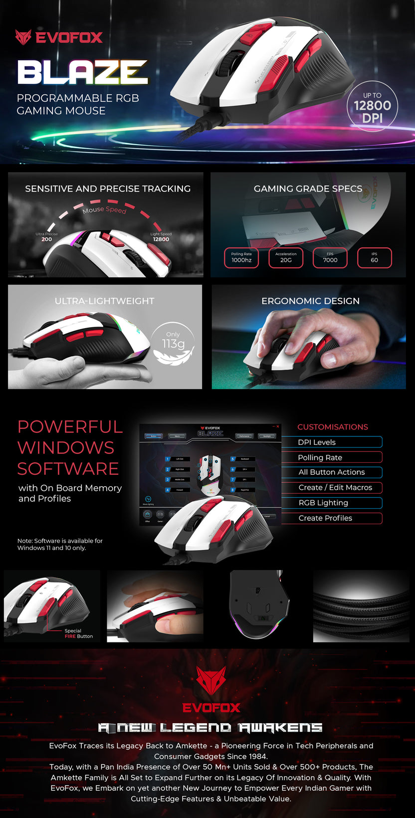 EvoFox Blaze Programmable Gaming Mouse – Amkette