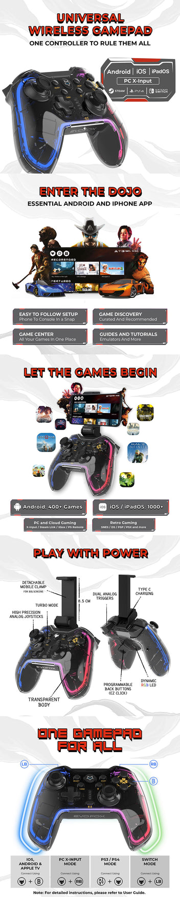 EvoFox One Universal Bluetooth Gamepad – Amkette