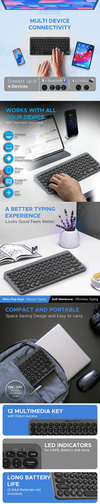 Optimus Bluetooth 4 in 1 Keyboard – Amkette