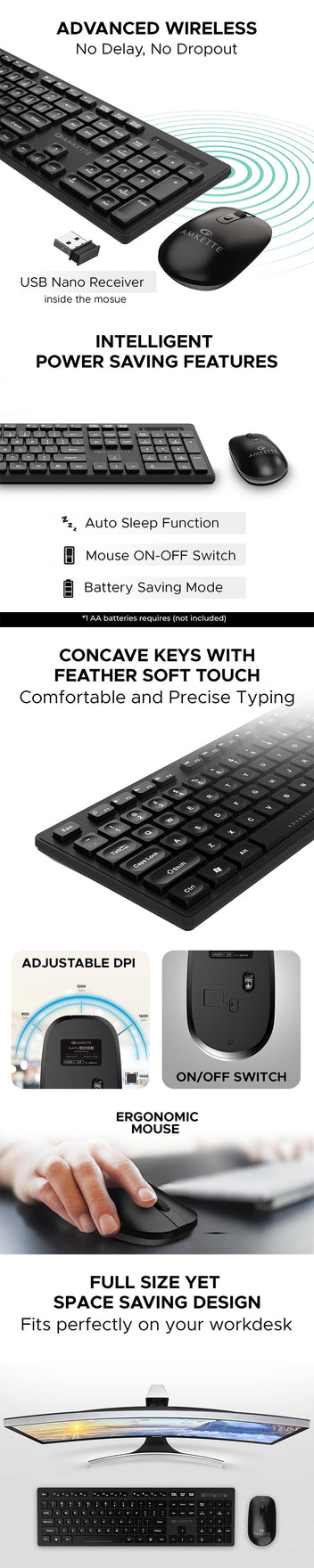 Primus Neo Wireless Keyboard and Mouse Combo – Amkette